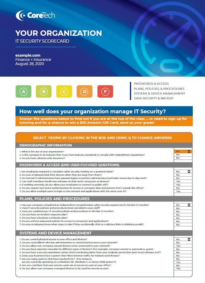 Thanks for Downloading your IT Security Scorecard